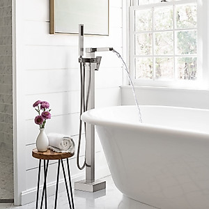 ALEASHA Freestanding Bathtub Faucet, Brushed Nickel Free Standing Tub Faucet High Flow Max 6.74 GPM, Freestanding Tub Faucet with Hand Shower