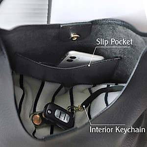 Hobo Bags for Women Soft Vegan Leather Shoulder Handbag Slouchy Tote Purses (Black)