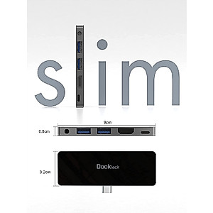 iPad Pro USB C Hub Adapter, Dockteck 5 in 1 Dongle with 4K@60Hz HDMI, Type C to 3.5mm Audio Headphone Jack, 100W PD and 2 USB 3.0 for iPad Pro 2021 2020 M1 12.9/11, iPad Air 5/4, Mini 6