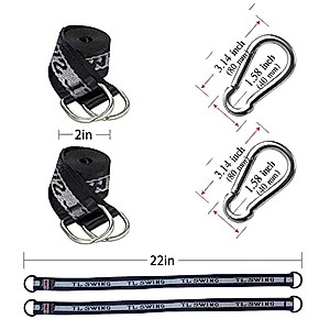 Tree Swing Straps,Tree Swing Hanging Kit,2 PCS 55cm / 22inches Heavy Duty Hanging Straps Holds 440 lbs with Carabiner Perfect for Tree Swing, Rope Swing,Hammock, Plank