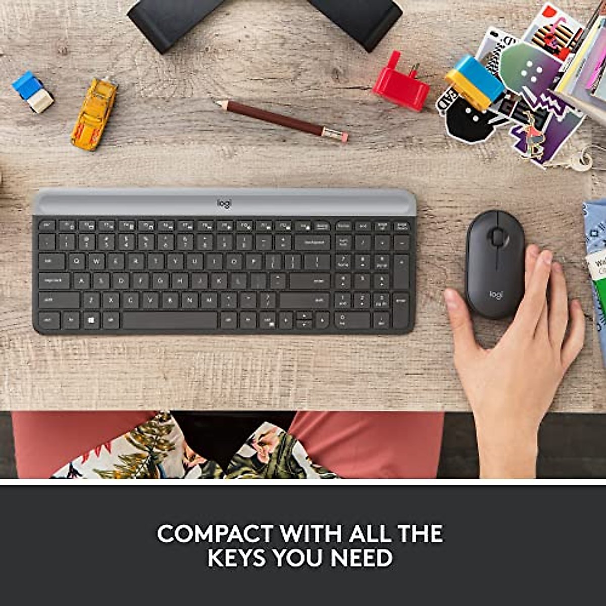 Logitech MK470 Slim Wireless Keyboard and Mouse Combo - Modern Compact Layout, Ultra Quiet, 2.4 GHz USB Receiver, Plug n' Play Connectivity, Compatible with Windows - Graphite