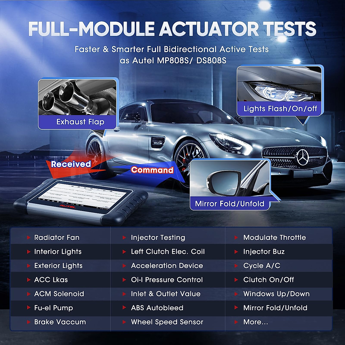 Autel MaxiCOM MK808BT PRO Scanner: 2024 Full Bidirectional Tool Level-up of MK808S MX808S MK808Z MK808, OS 11, 4G+64G 2.4G&5G WIFI, Active Test, 28+ Service, All Sys Diagnostics AutoAuth BT506 Support