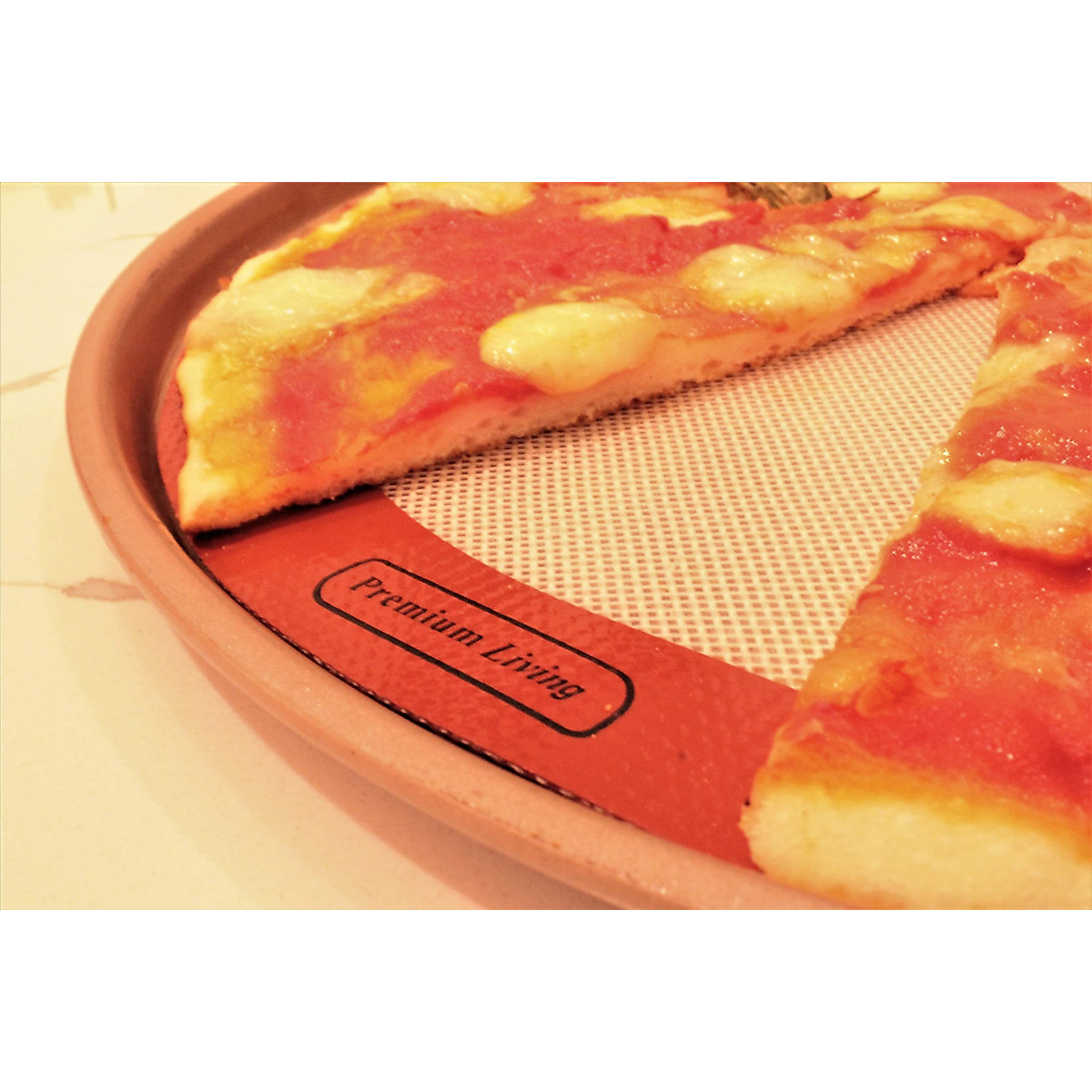Premium Living Pizza Baking Silicone Mat 12" red (2, Red)