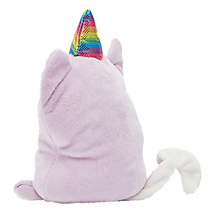 BLUE PANDA Small Reversible Caticorn Plush Toy, Lavender and White Caticorn Plushie with Rainbow Horn (6 x 12 in)