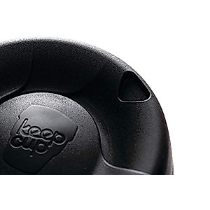 KeepCup 12oz Reusable Coffee Cup. Toughened Glass Cup & Non-Slip Silicone Band. 12-Ounce/Medium, Black