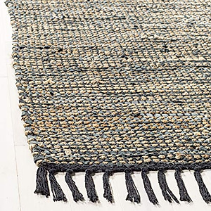 SAFAVIEH Vintage Leather Collection Accent Rug - 4' x 6', Grey, Handmade Boho Fringe Leather & Jute, Ideal for High Traffic Areas in Entryway, Living Room, Bedroom (VTL203F)