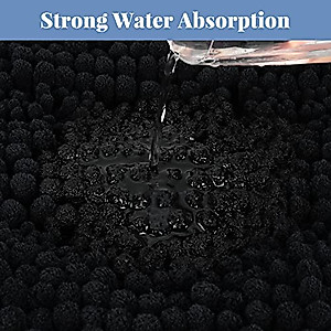 Yastouay 2 Pieces Bathroom Rugs Machine Washable Bath Mat Non Slip Bath Rugs Thick Shaggy Chenille Bath Mats for Bathroom, Shower, Door Mat(17" x 24" / 20" x 32", Black)