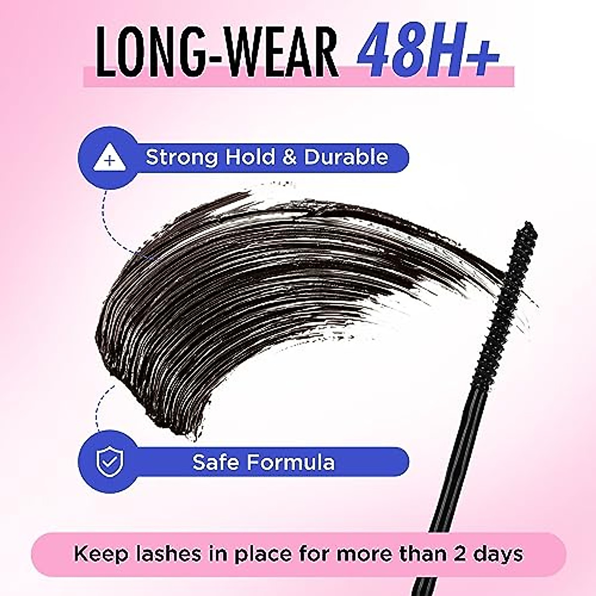 BEPHOLAN Cluster Lash Glue, Strong Hold for Individual Cluster Lashes, Last for 48-72 Hours, Black Eyelash Adhesive, Latex Free, Suitable for Sensitive Eyes, Mirco Mascara Wand,0.176 oz