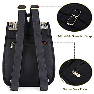 Embroidery Backpack Purse for Women Vintage Handbag Small Drawstring Casual Travel Shoulder Bag Daypack