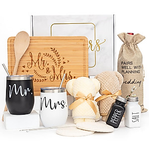 Wedding Gifts for Couple (11 Piece Set), Cool Engagement Gifts Baskets for Newlywed, Unique Mr and Mrs Gifts for Bride and Groom, Bridal Shower Gift for Bride To Be, His and Hers Gifts, Just Married