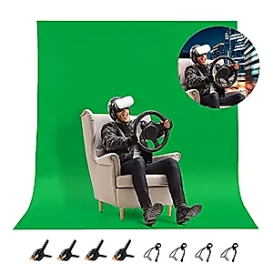 10x12ft Green Screen Backdrop for Photography, CPLIRIS Chromakey Green Screen Pure Polyester Collapsible Green Fabric with 3 Spring Clamps for Photoshoot, Game Live Steaming，Video Conference