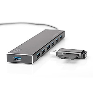 DIGITUS USB Hub, USB 3.0 Backwards Compatible Grey Black 7 Ports