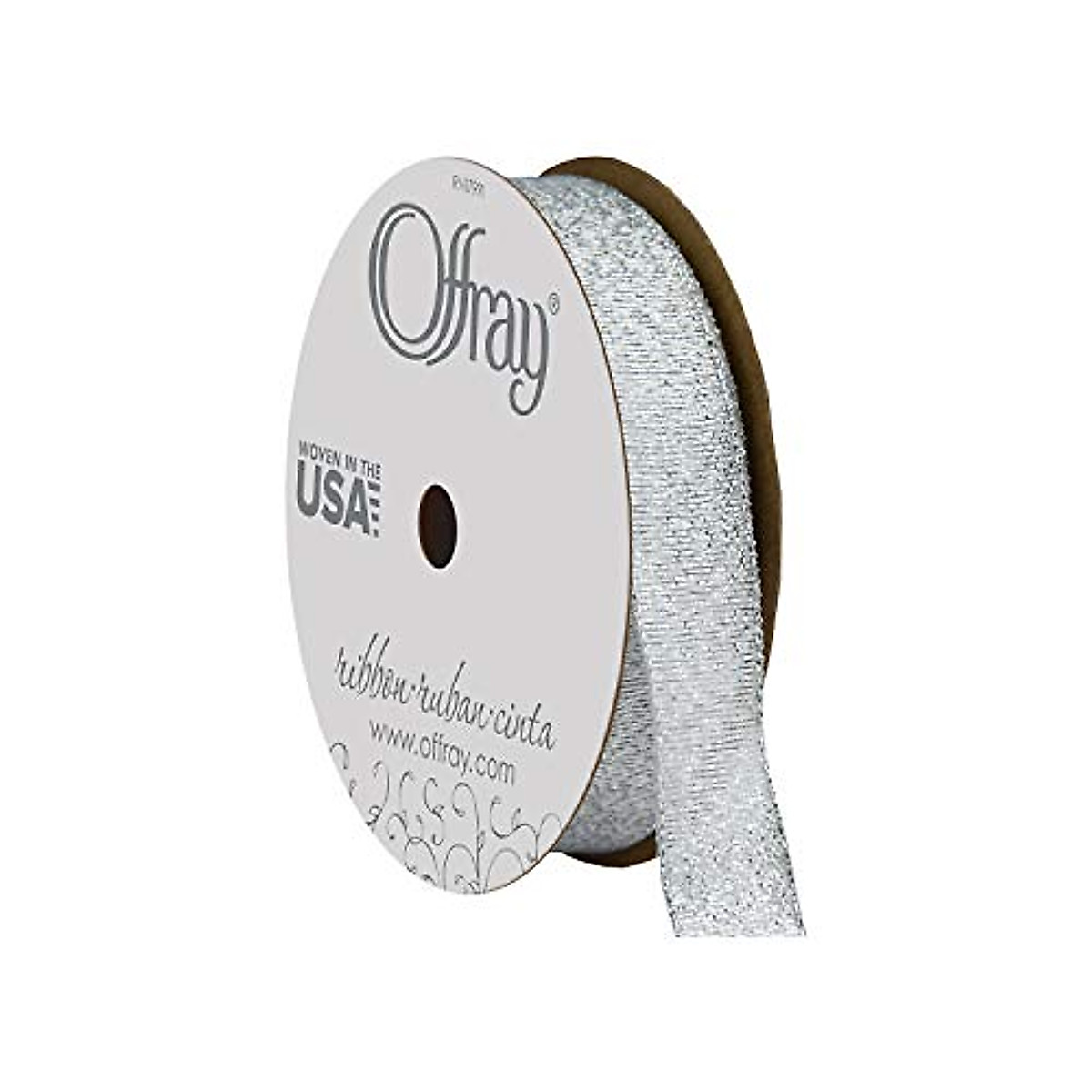 Offray Galena Craft Ribbon, 5/8-Inch x 12-Feet, Silver