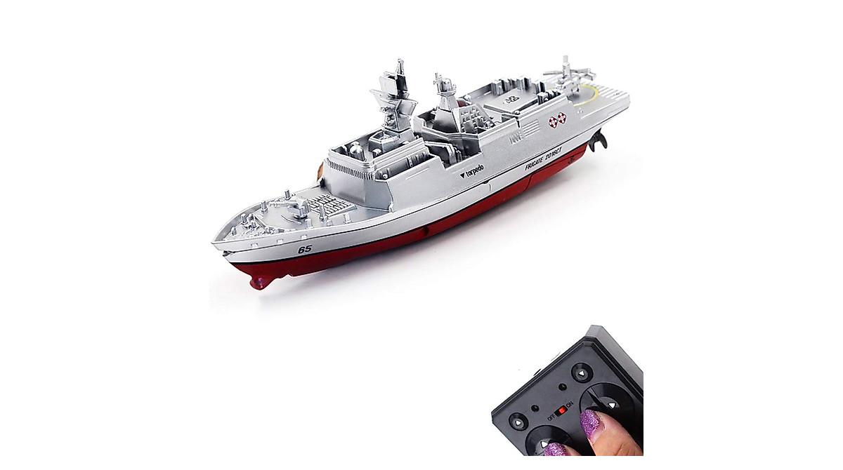 Tipmant Remote Control Naval Ship Model - Water-Activated Speedboat