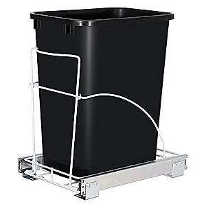 JupiterForce 29 Liters Smooth Sliding Pull Out Waste Recycle Bin Kitchen Trash Can Container, Under Cabinet Design for Home Kitchen, Black