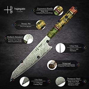 Damascus Chef Knife Petty Hajegato Unique One Of Kind Handle Professional 6 Inch Japanese Chefs Kitchen Knife Vg10 67 Layers Damascus Steel Knive with Sheath