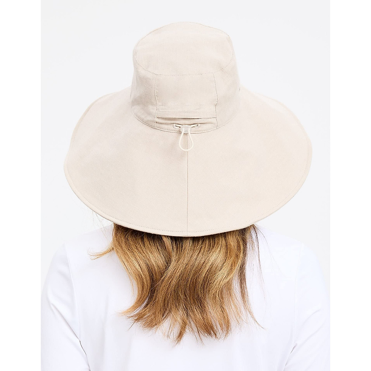 Solbari Ultra Wide Cotton Linen Hat - UPF50+ Packable UV Sun Protection Hat with Large Brim and Detachable Strap, Light Natural, Small - Medium