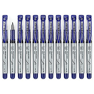 ARTEZA Disposable Fountain Pens, Pack of 12, Medium 0.9-mm Nib, Smooth-Writing Quick-Drying Blue Ink Pen, Art Supplies for Professionals, Students, and Hobbyists