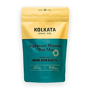 Kolkata Chai Signature Masala Chai mix, 100% Organic Black Tea, Makes 20 cups, Premium loose leaf tea and spice blend, All Natural, 4.23 oz
