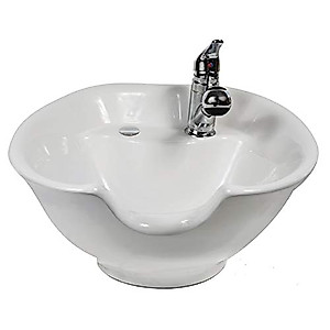 933 WHITE TILTING Ceramic Porcelain Salon or Barber Shampoo Bowl w/Faucet & Assembly + FREE YS Park Shark Clips