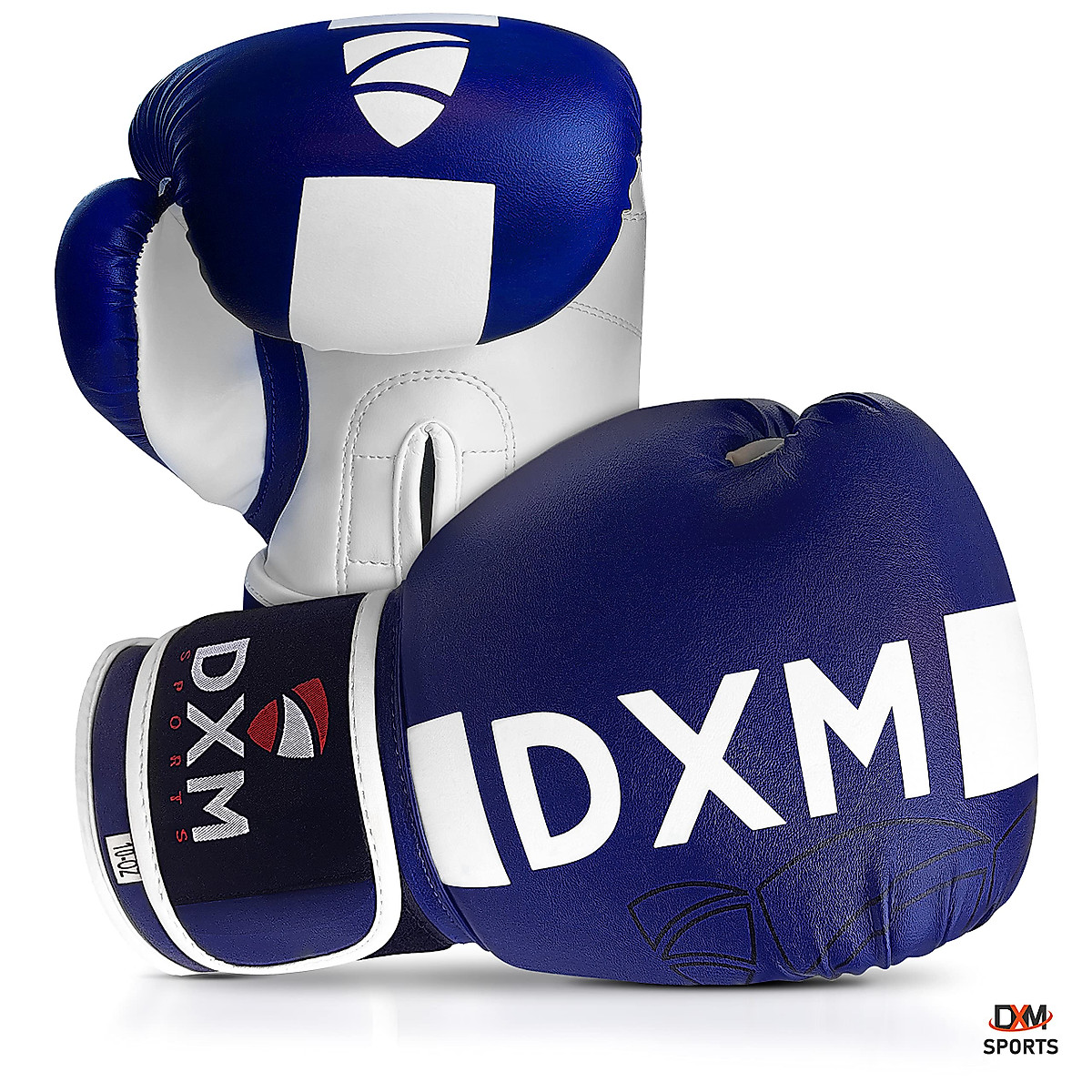 DXM SPORTS Boxing Gloves for Men & Women, Boxing Training Gloves Ideal for Heavy Punching Bag Workout Kickboxing, Muay Thai, MMA Blue & White, 8 oz