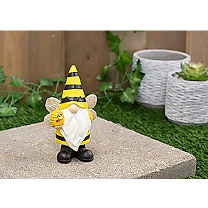 Bumble Gnome Bright Yellow and Black 6 Inches Polyresin Outdoor Garden Statue