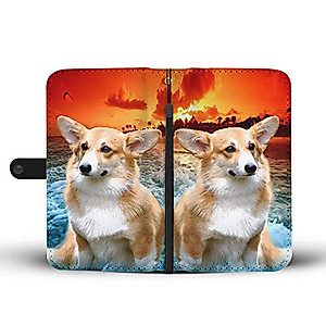 Dog Print Phone Case, Bearded Collie Dog Print Smartphone iPhone Wallet Case. Stunning Faux Leather Wallet Phone Cover/Stand for Samsung Galaxy, iPhone 6/7/8/X with RFID Protection