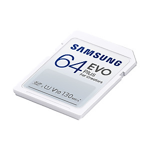 SAMSUNG EVO Plus Full Size 64 GB SDXC Card 130MB/s Full HD & 4K UHD, UHS-I, U1, V10 (MB-SC64K/AM)