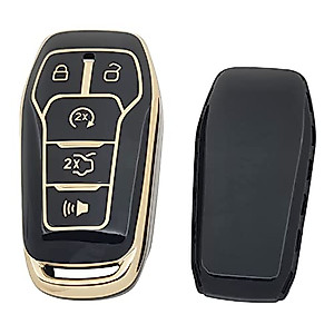 vurbemes 360 Degree Soft TPU Protector Key Fob Cover Case Compatible with Ford Explorer Mustang F150 Fusion for Lincoln MKZ/MKC/MKX(FCC ID:M3N-A2C31243300 P/N:164-R7989) 5 Buttons (Black)
