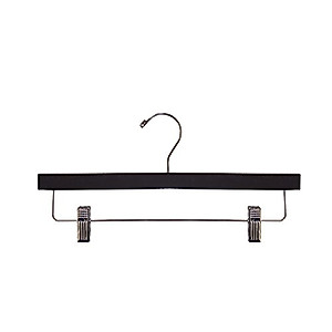 NAHANCO 2214RCCH 14” Wooden Skirt Slack Hangers with Chrome Hardware Black (Pack of 100)