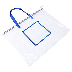 Healifty Art Portfolio Tote Bag PVC Waterproof Painting Board Storage Bag Drawing Tools Carry Bag for Bulletin Boards Artwork Charts and Teaching Material Blue