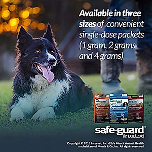 Safe-Guard (fenbendazole) Canine Dewormer for Dogs, 4gm pouch (ea. pouch treats 40lbs.)