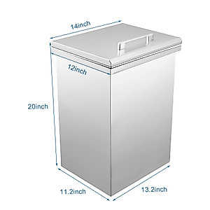 ETE ETMATE Outdoor Drop in Ice Chest W14'' D12'' H20'' Ice Chest Built-in Stainless Steel ice Bucket with Removable lid