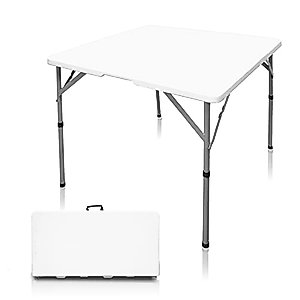 HYMnature Folding Card Table 34" Plastic Square Table with Resin Top Game Table for Puzzles Crafting Fold in Half Camping Table Utility use for Indoor Outdoor Picnic Dining Party
