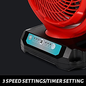 Cordless Fan for Milwaukee, 14" 3500CFM Floor Fan Powered by Milwaukee M18 18V Battery/AC Adaptor, Battery Operated Camping Fan for Outdoor Warehouse Gym Factory Travel, 3-Speed Jobsite Industrial Fan