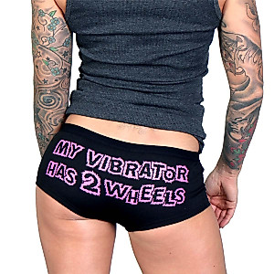 Hot Leathers Women's My Vibrator Has Two Wheels Boy Shorts (Multicolor, X-Large)