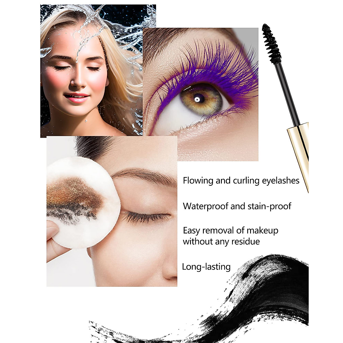Dark Light Purple Mascara Volume and Length-2PCS Waterproof Voluminous Tubing Colored Mascara for Eyelashes,Lengthening Curling Liquid Lash Extensions Colorful mascara, Christmas Makeup Gift for Women