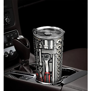 20oz Mechanic Gifts for Men, Valentines Day Gifts for Him, Cool Unique Gifts for Husband, Dad, Son, Coffee Thermos for Men, Mechanic Toolbox Tumbler Cup Insulated Travel Coffee Mug with Lid