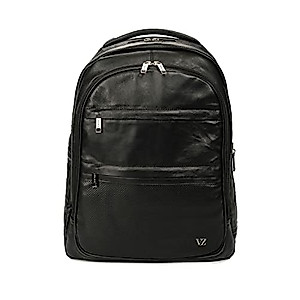 VELEZ Water Resistant Leather Backpack + Wallet with Matching Key Fob Gift Set