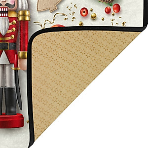 SLHKPNS Kitchen Mat Cute Nutcracker Christmas Non-Slip,Cherry Red Kitchen Rugs Comfort Runner Doormat 39x20 Inch Soft Floor Mat for Home Decor