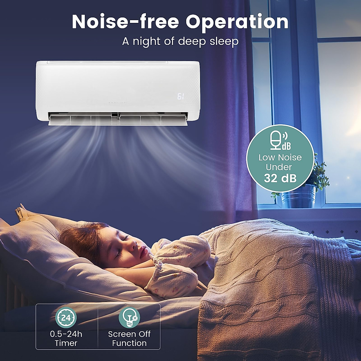 ARLIME Mini Split AC/Heating System, 24000 BTU 21 SEER2 Energy Saving Split Air Conditioner w/ 1.5 Ton Heat Pump & Installation Kit, Washable Filter, Ductless AC Unit Cools Up to 1500 Sq.ft, 230V