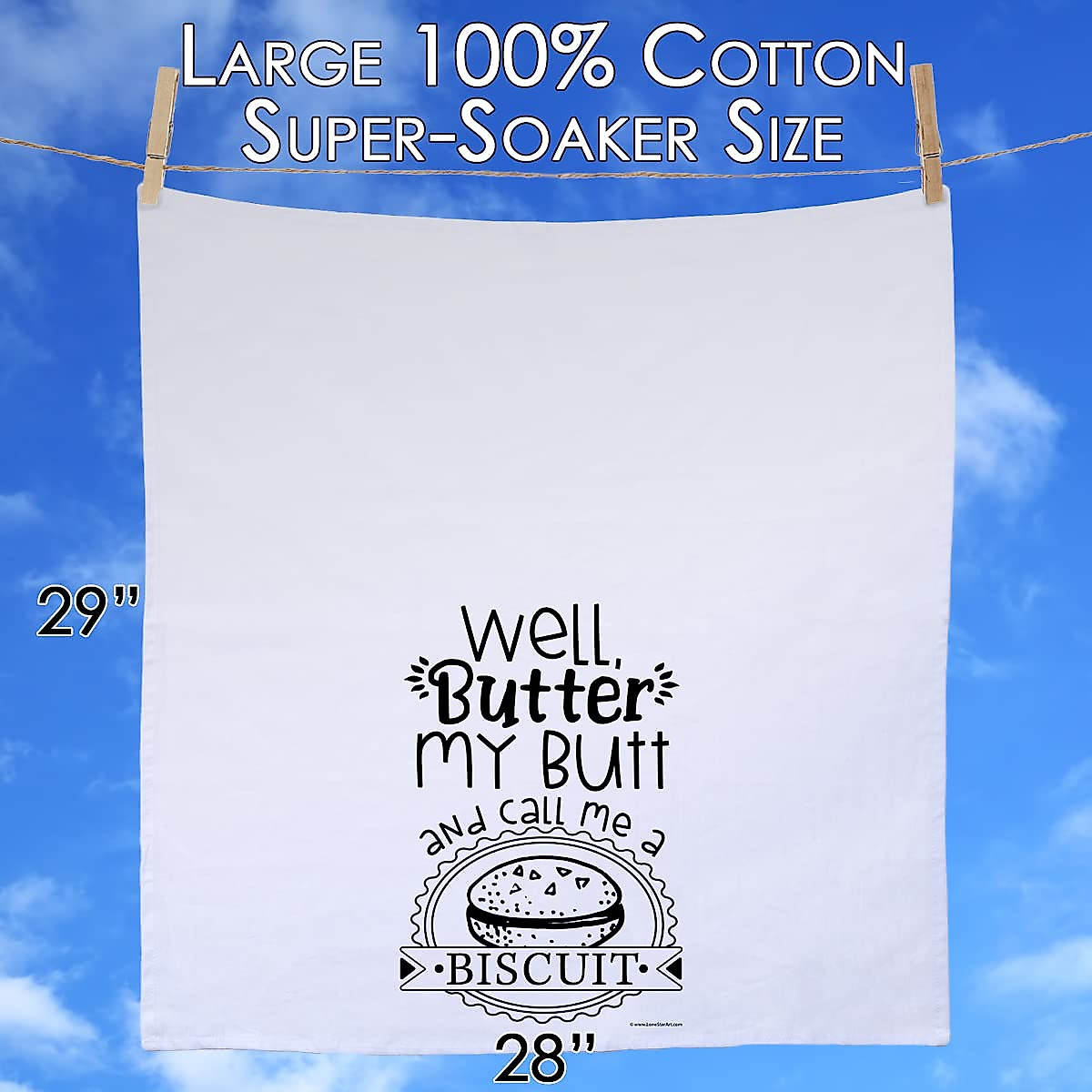 Well Butter My Butt and Call Me a Biscuit - Funny Kitchen Towels Decorative Dish Towels with Sayings, Funny Housewarming Kitchen Gifts - Multi-Use Cute Kitchen Towels - Funny Gifts for Women
