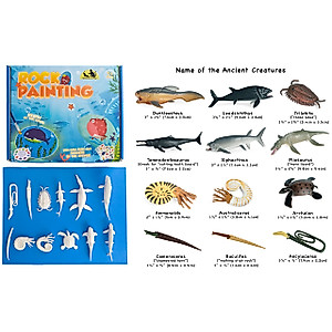 Cookie & Milo Rock Painting Kit; Arts & Crafts for Kids; Glowing in The Dark; Hide & Seek Rock Kits; Kids Painting Kit; Boys Gift; Girls Gift; 6 Rocks 12 Ancient Ocean Creature, Sea Monsters Figures