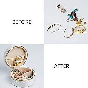 SoleGood Plush Velvet Small Jewelry Box Necklace Ring Storage Organizer Mini Jewelry case Jewelry Travel Organizer for Women Girls (Pearl white)