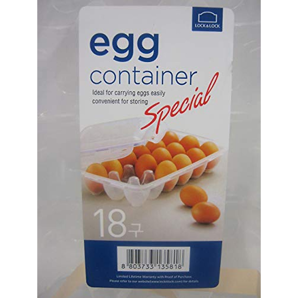 LocknLock Egg Storer with 18 Holes, 32 x 17.5 x 32 cm, Clear