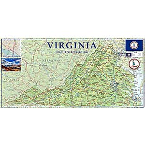 Physical Map of Virginia State - 11.3 x 23.3 Inches - Paper Laminated