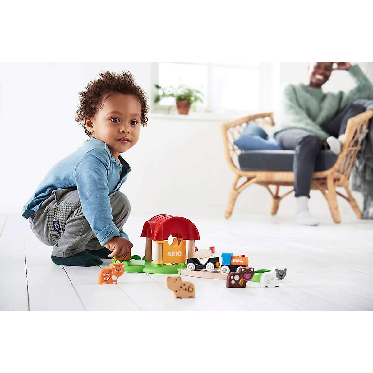 BRIO World - 33826 My First Farm | 12 Piece Wooden Toy Train Set for Kids | Interactive Learning Experience | FSC-Certified Wood | Suitable for Ages 18 Months and Up