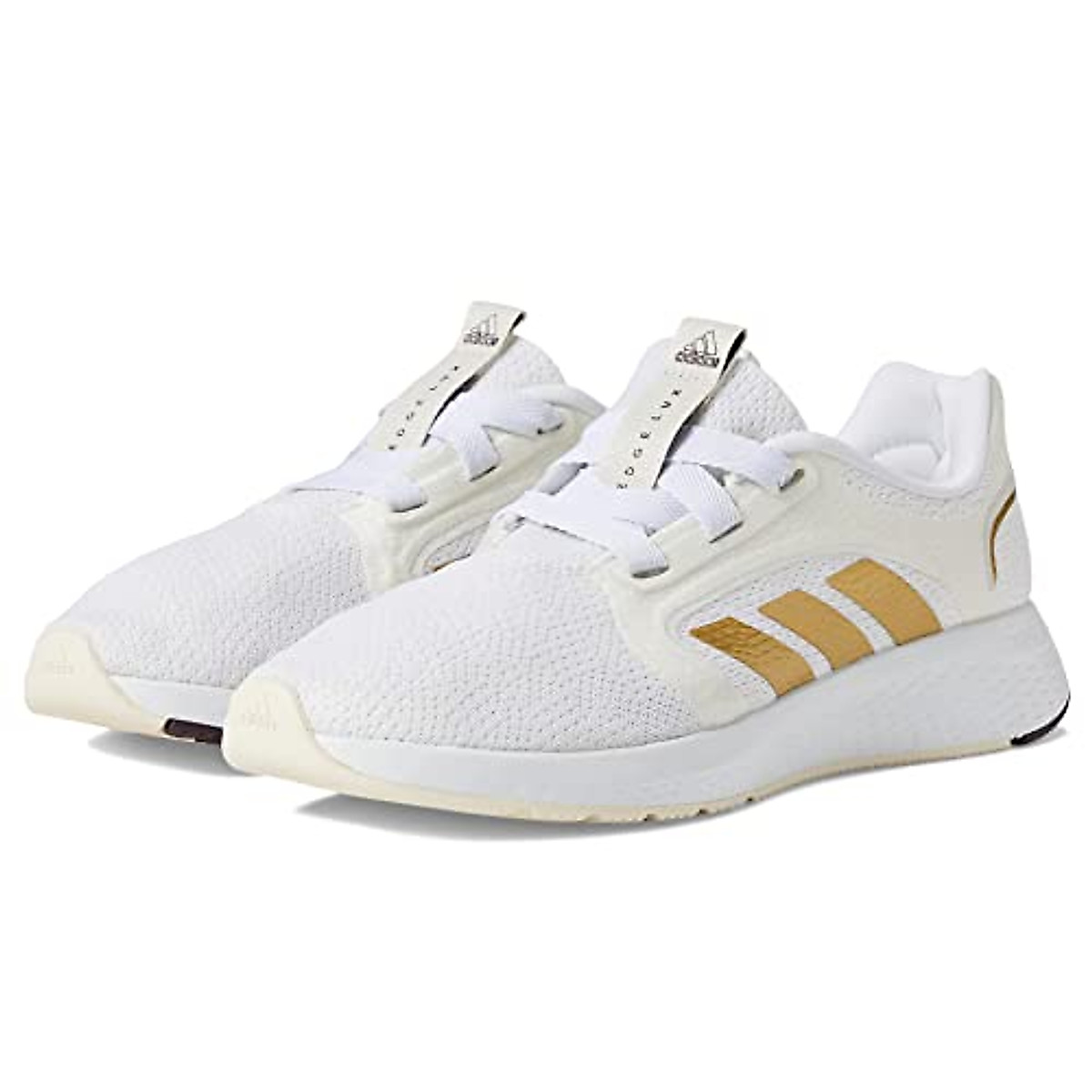adidas Women's Edge Lux 5 Running Shoe, White/Matte Gold/Shadow Maroon, 7.5