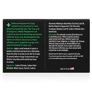 Defense Soap All Natural Tea Tree Bar Soap, 3 Bar Variety Pack - Original, Peppermint, Oatmeal