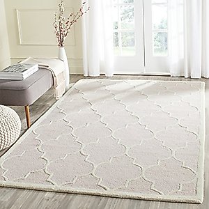 SAFAVIEH Cambridge Collection 4' x 6' Light Pink / Ivory CAM134M Handmade Moroccan Trellis Premium Wool Area Rug